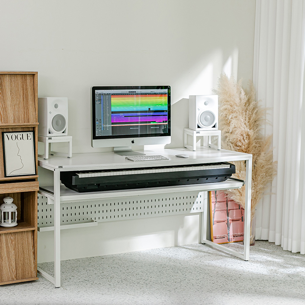 컴퓨터 음악용 작업 책상(midi desk, 미디데스크) : 라일(LYYL) MD1560W(feat. 커즈와일 SP7 ...